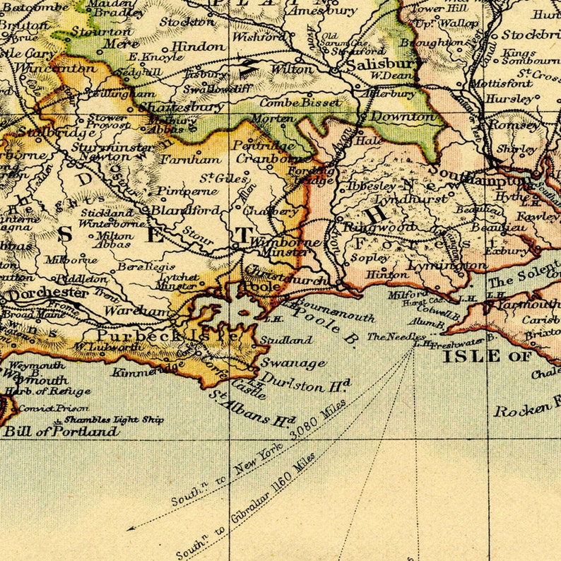Antique England & Wales Map: 1887 High-resolution Print (digital ...