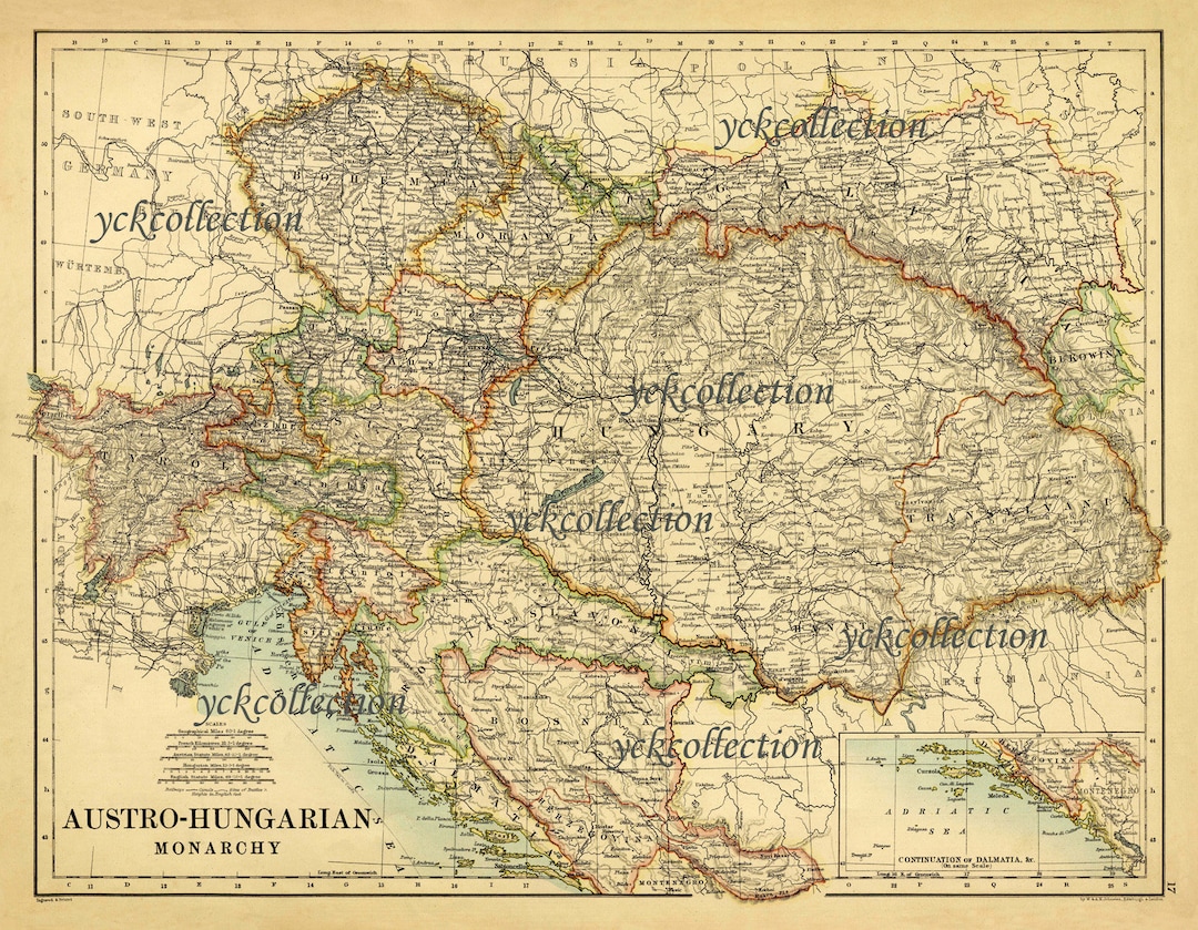 Antique Map of Austro-hungarian Empire 1887 Ultra High - Etsy UK