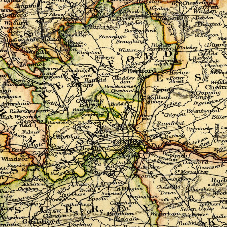 Antique England & Wales Map: 1887 High-resolution Print (digital ...