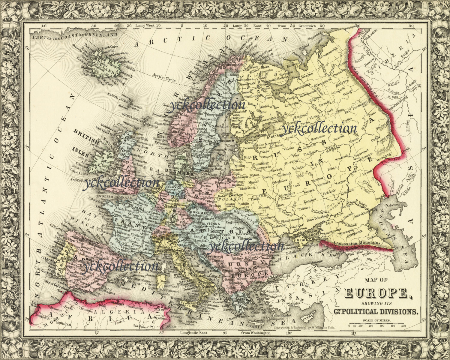 Antique Europe Map (1863): High-resolution Vintage Print (digital ...