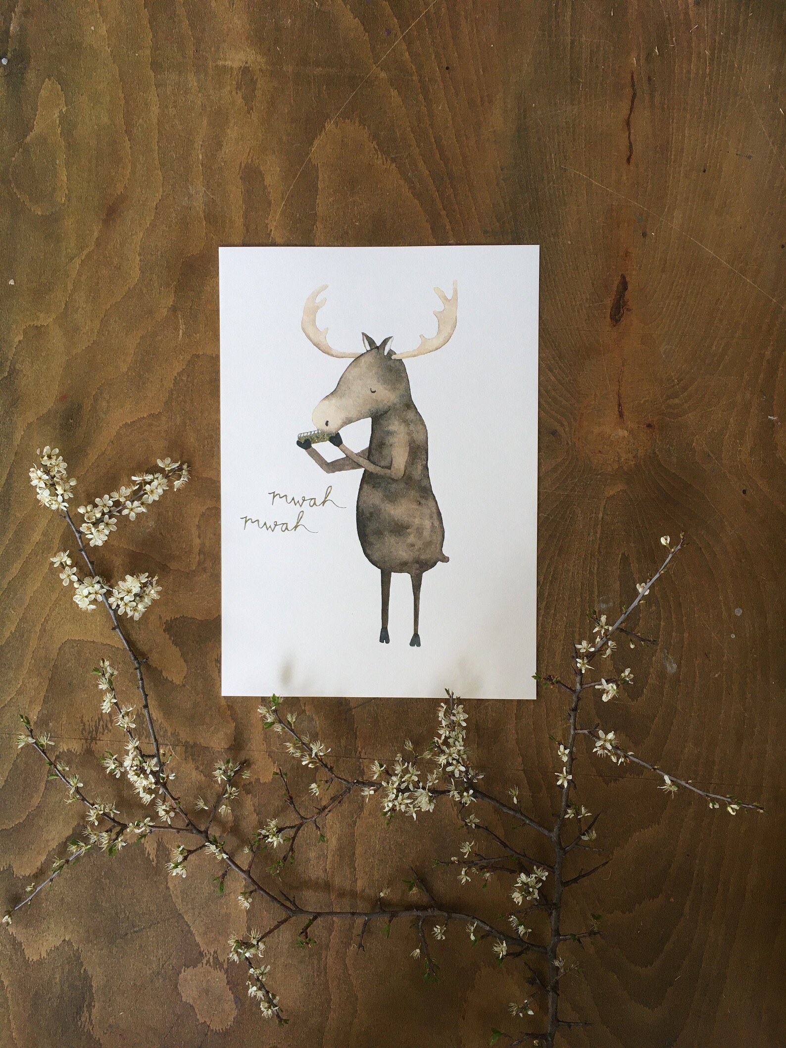 Moose Playing Harmonica Elk Woodland Animals Woods Band - Etsy