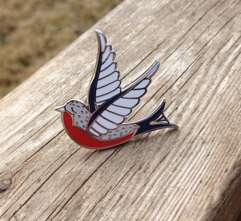 Bird Pin Swallow Robin pin hard enamel pin label pin | Etsy
