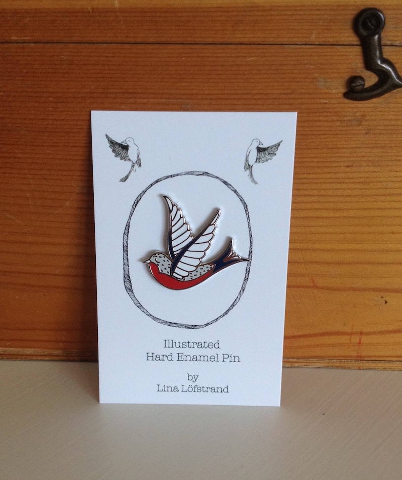 Bird Pin, Swallow, Robin, Pin, Hard Enamel Pin, Label Pin, Brooch ...