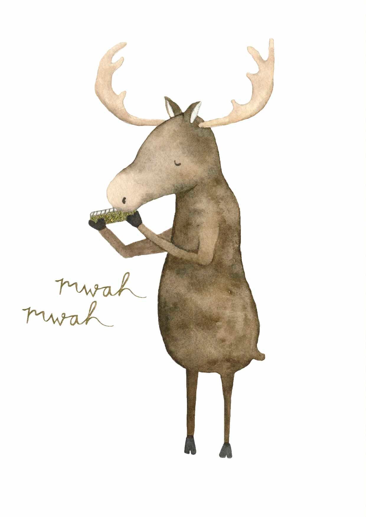 Moose Playing Harmonica Elk Woodland Animals Woods Band - Etsy