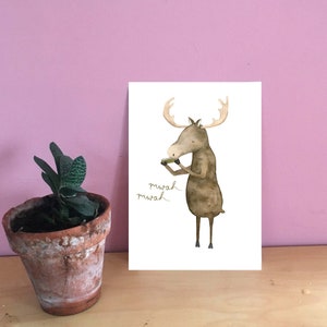 Moose Playing Harmonica Elk Woodland Animals Woods Band - Etsy