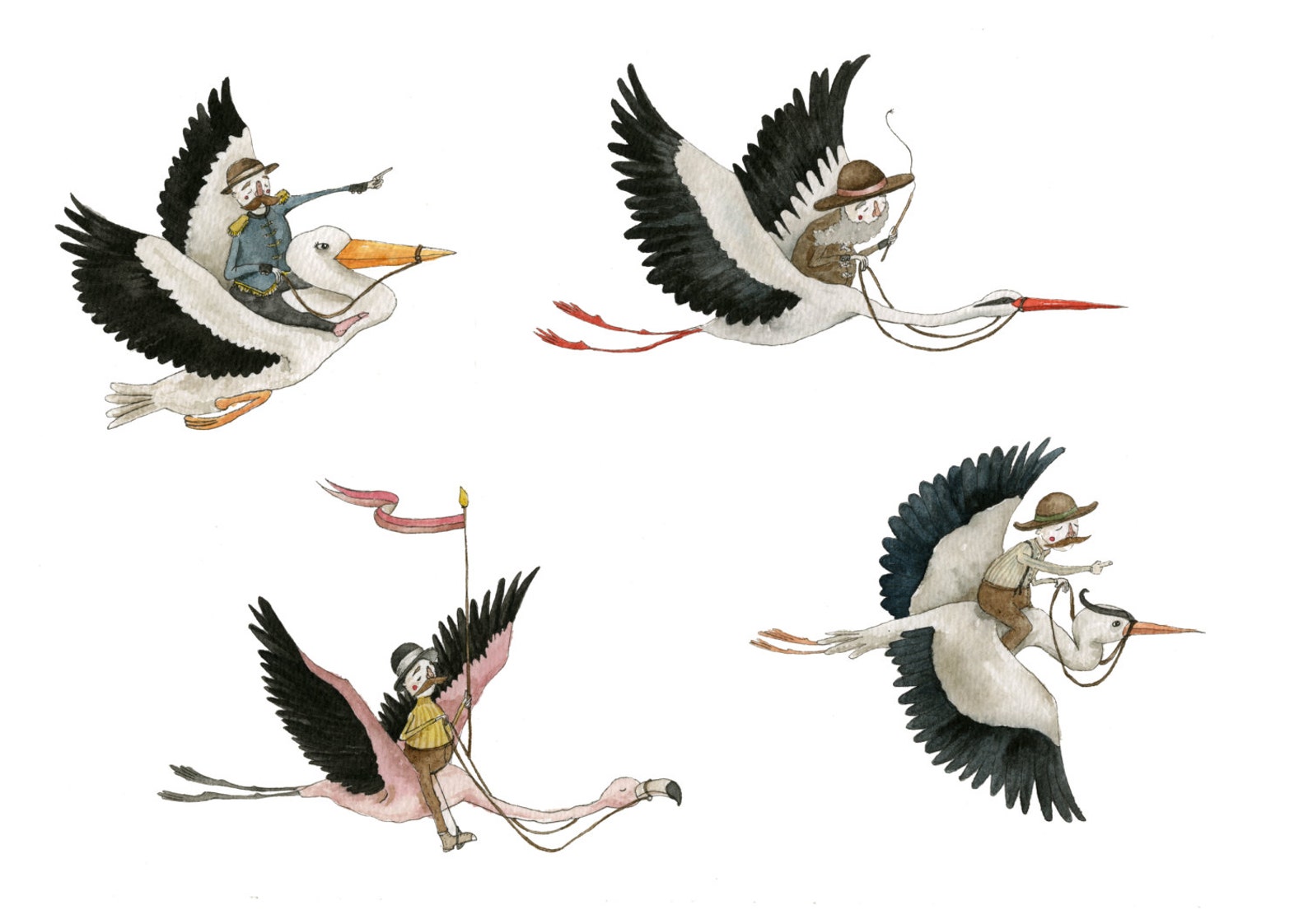 Bird Gang Riders, Drawing, Illustration, Painting, Art, Birds, Water ...