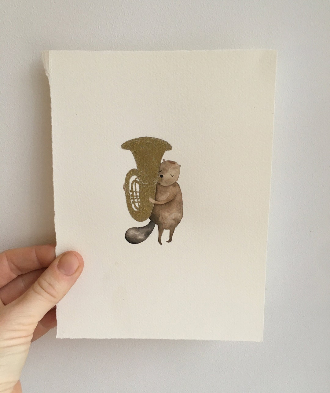 Mini Original of a Beaver Playing Tuba, Woodland Animal, Illustration, Water Colour, Music - Etsy