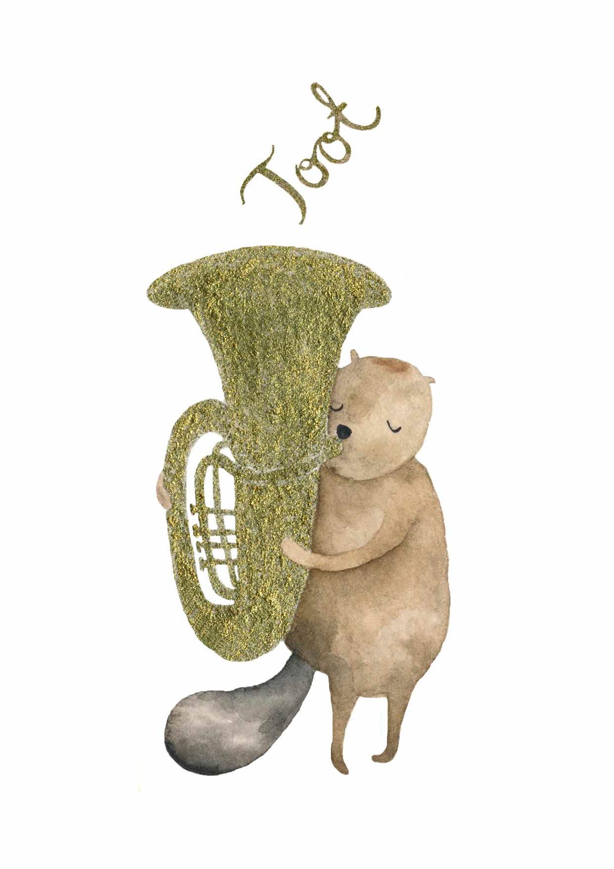 Beaver Playing Tuba, Animal Orchestra, Woodland Animals, Illustration, Kids Rooms, Childrens ...