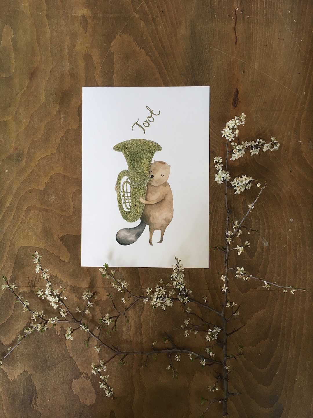 Beaver Playing Tuba, Animal Orchestra, Woodland Animals, Illustration ...