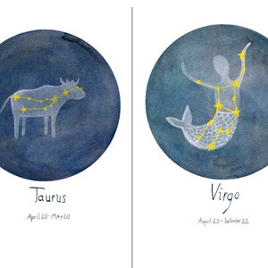 Star Signs, Horoscope, Star Sky, Personal Gift, Baby Present, Poster ...