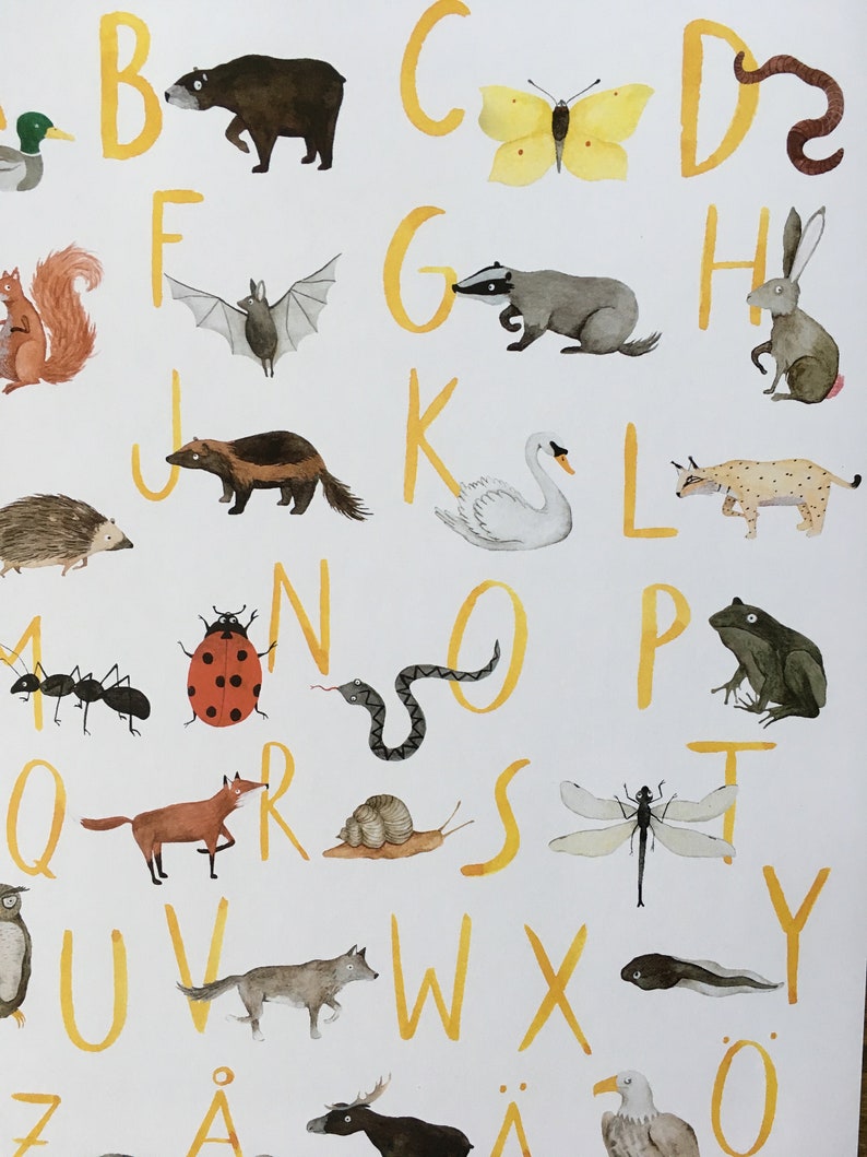 Djur Alfabet Till Barnrummet, Animal Alphabet Swedish, Svenskt, Nordic ...