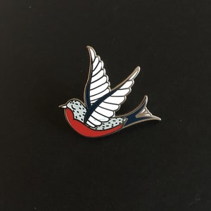 Bird Pin, Swallow, Robin, Pin, Hard Enamel Pin, Label Pin, Brooch ...