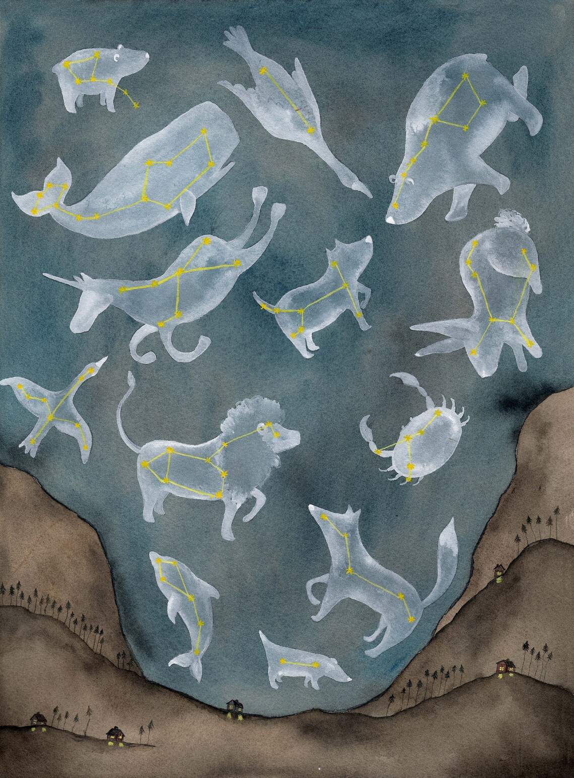 Animal Star Constellation Star Signs Night Sky Print - Etsy