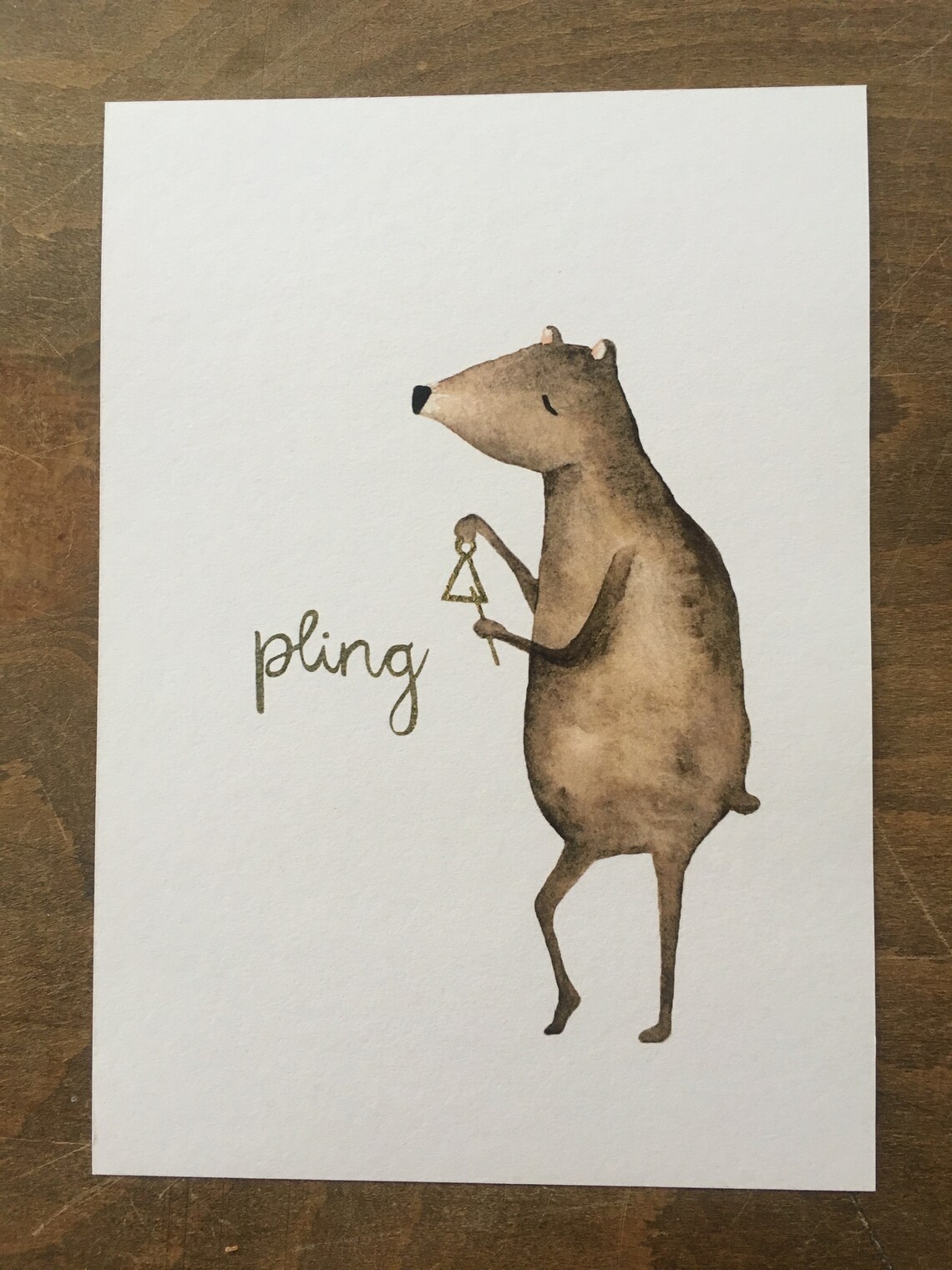 Bear Playing the Triangle Animal Orchestra Illustration - Etsy