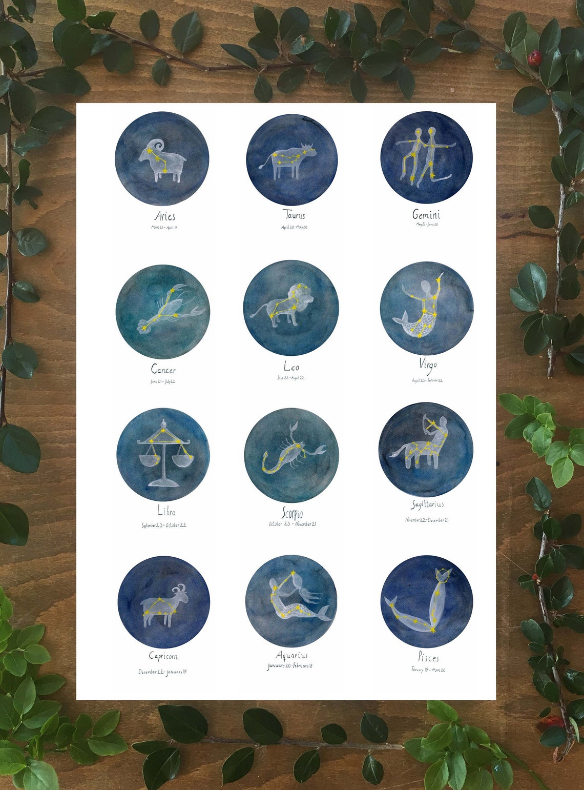 Star Signs Horoscope Star Sky Personal Gift Baby Present - Etsy