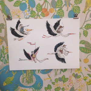 Bird Gang Riders, Drawing, Illustration, Painting, Art, Birds, Water ...