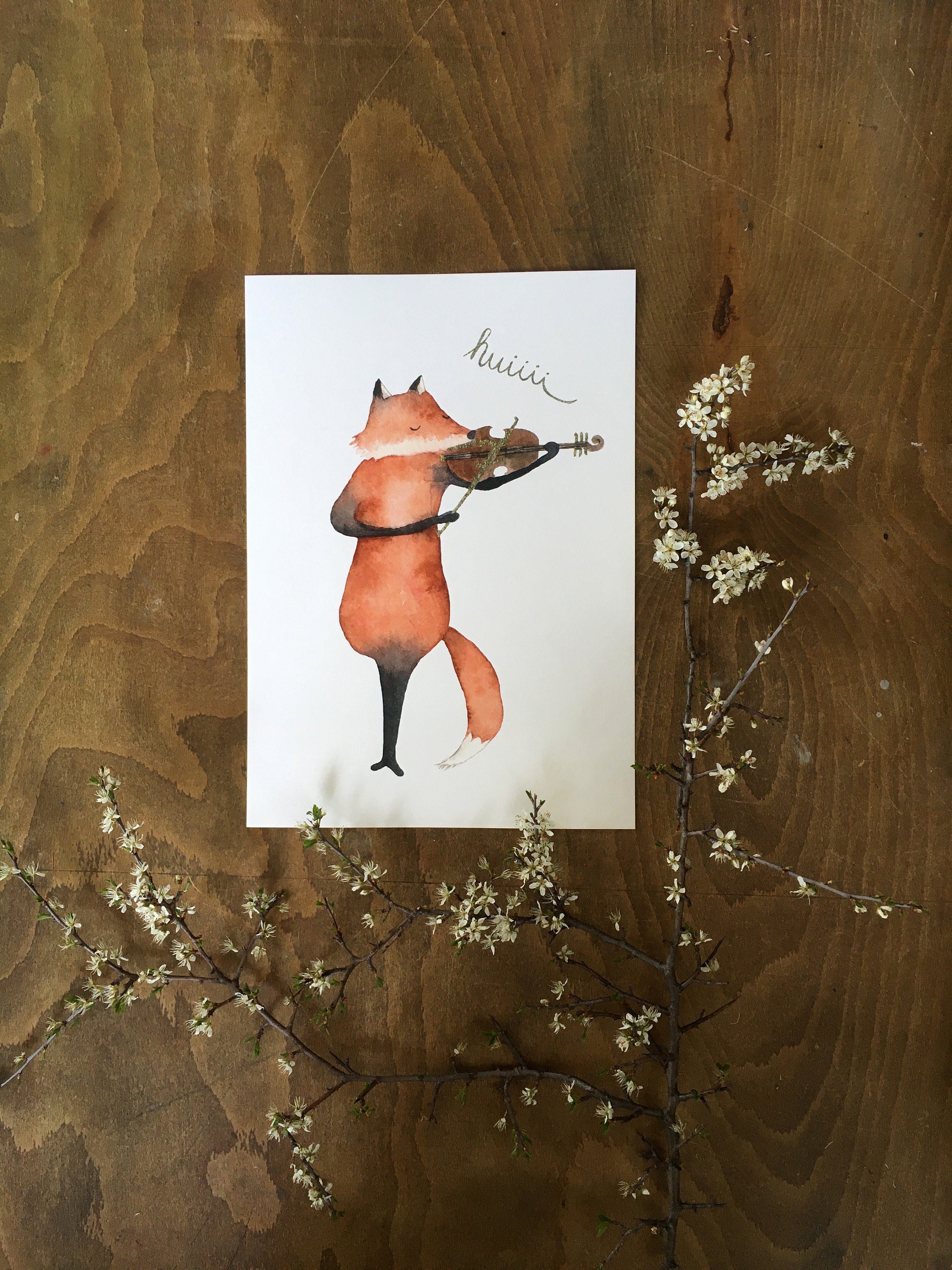 Fox playing violin woodland animals forest wild animals | Etsy
