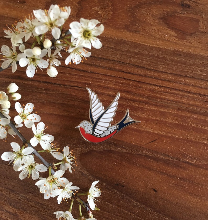 Bird Pin, Swallow, Robin, Pin, Hard Enamel Pin, Label Pin, Brooch ...