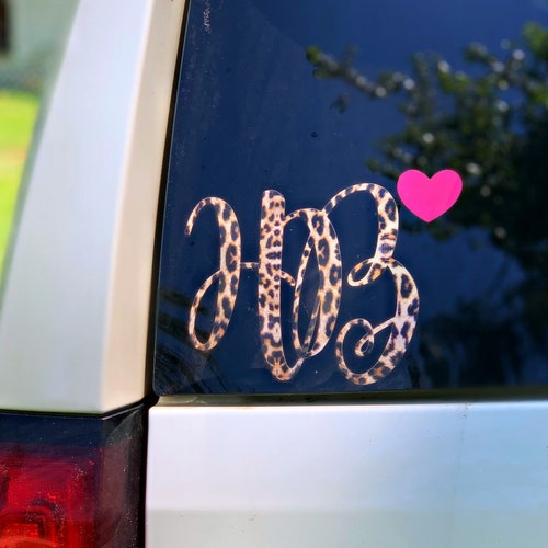 Leopard Print Monogram Monogram Car Decal Monogram for - Etsy