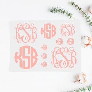 Monogram Decals, Sheet of Monograms, Monogram Bundle, Monogram Stickers ...