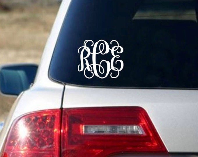 Monogram Car Decal, Car Decals for Women, Vinyl Decal, Monogram Sticker ...