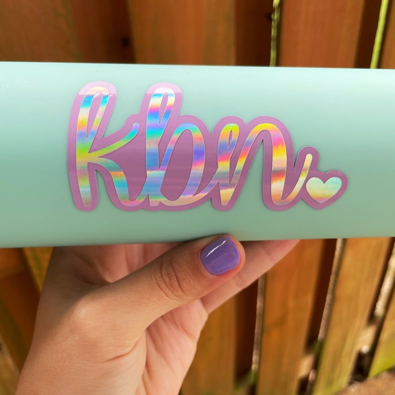 Holographic Monogram Decal, Layered Monogram, Car Decal, Vinyl Decal ...
