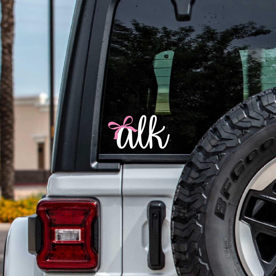 Monogram Car Decal, Coquette Car Decal, Monogram Sticker, Bow Monogram ...