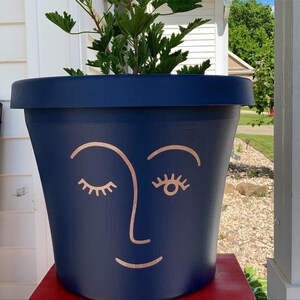 Face Decal for Flower Pot - Vinyl Decal - Flower Pot Sticker ...