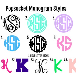Phone Stand Monogram - Monogram Decal - Phone Grip Monogram - Vinyl ...