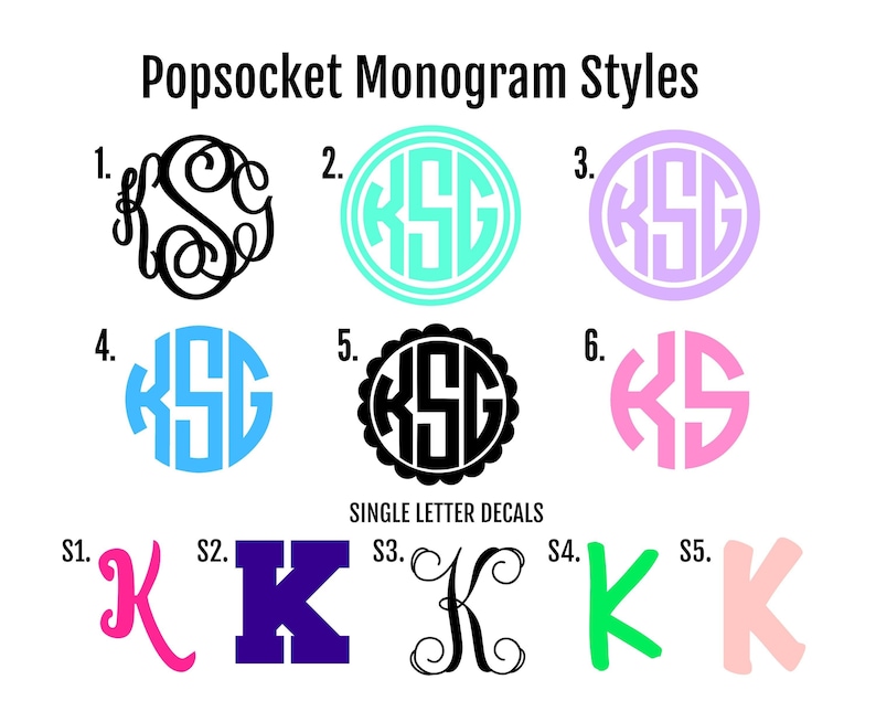 Phone Stand Monogram - Monogram Decal - Phone Grip Monogram - Vinyl ...