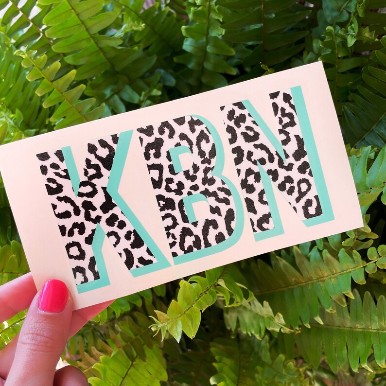 Leopard Print Monogram, Monogram Car Decal, Monogram for Phone, Laptop ...
