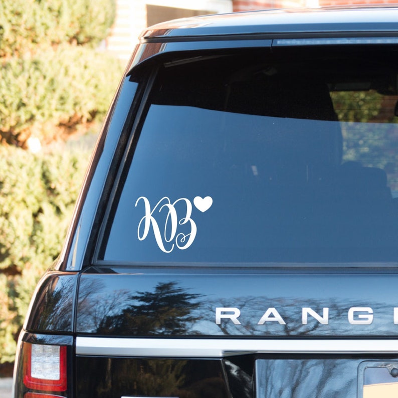 Monogram Car Decal, Car Decals for Women, Car Sticker, Two Initial ...