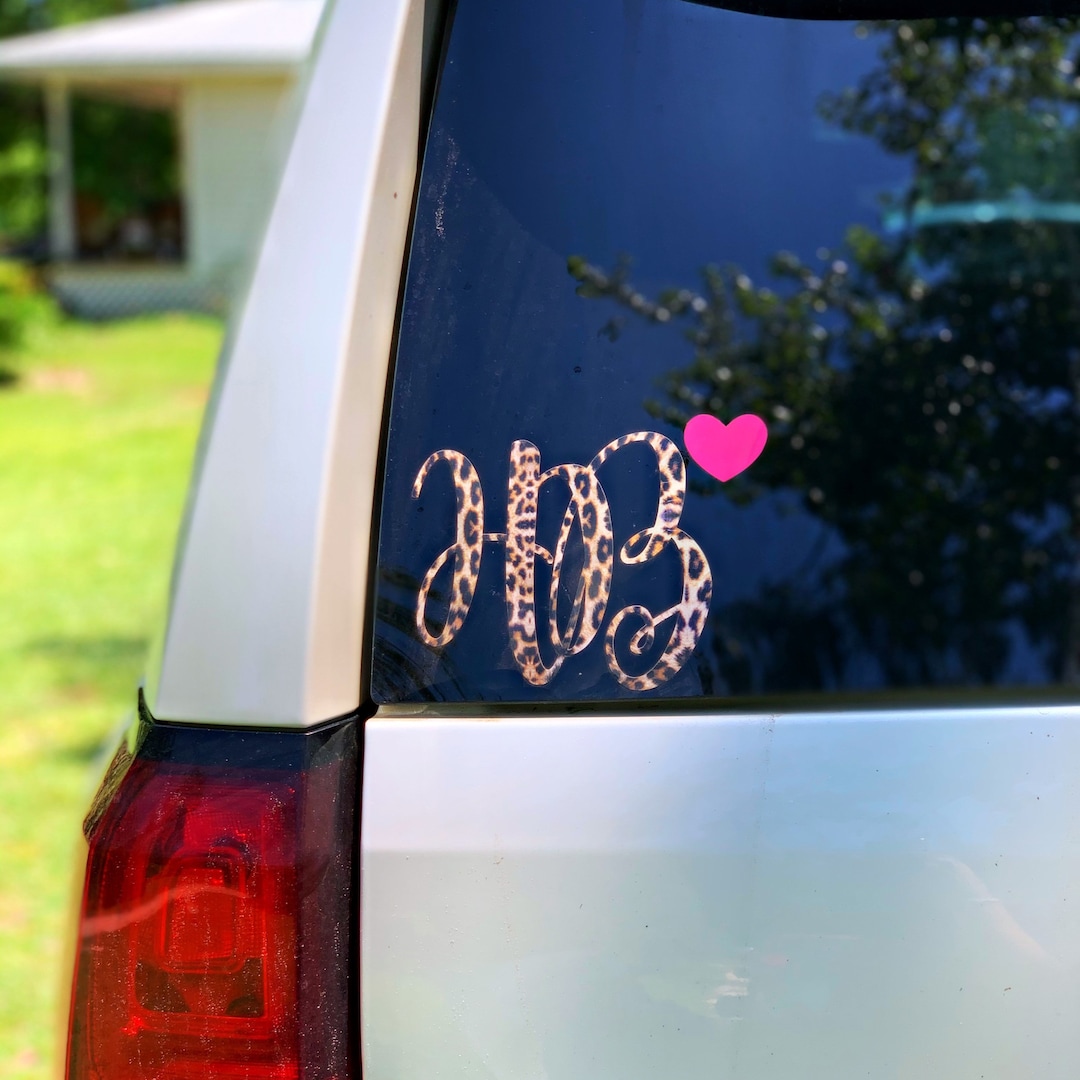Leopard Print Monogram, Monogram Car Decal, Monogram for Women, Laptop ...