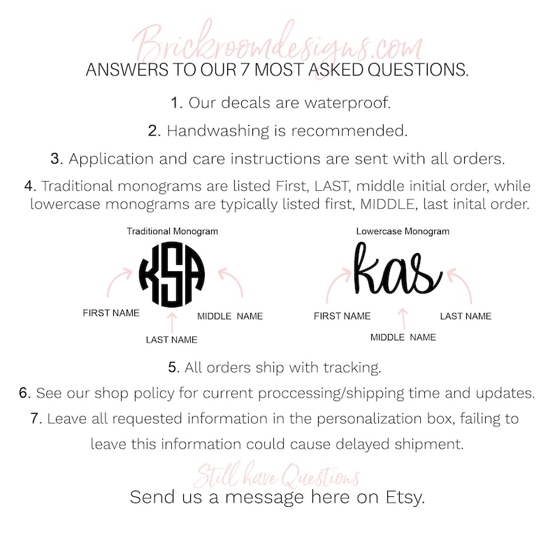 Monogram Car Decal, Car Decals for Women, Car Sticker, Two Initial ...