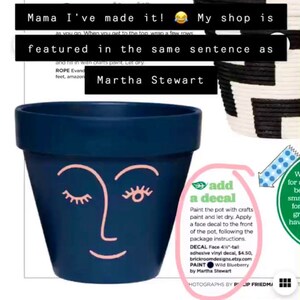Face Decal for Flower Pot - Vinyl Decal - Flower Pot Sticker ...
