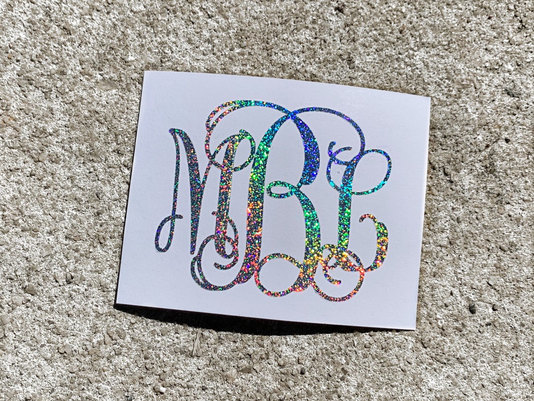 Holographic Monogram, Monogram Decal, Tumbler Decal, Monogram Car Decal ...