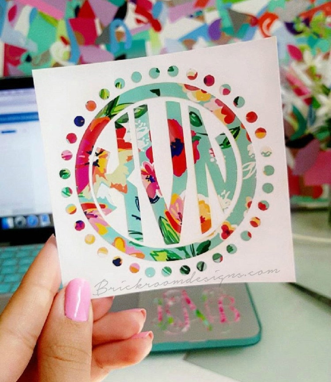 Lilly Monogram Decal - Vinyl Monogram Sticker - Monogram Decal for Car ...