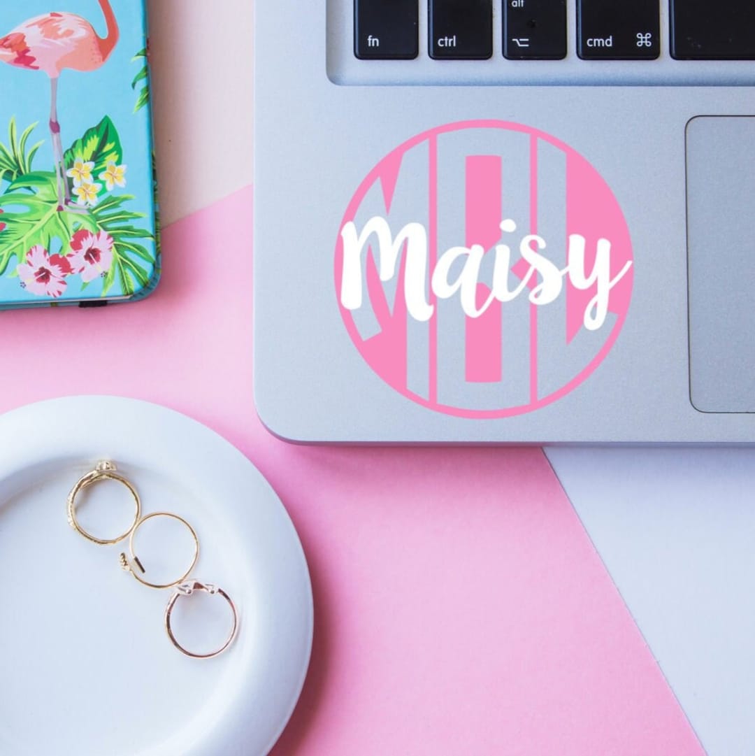 Monogram Decal, Vinyl Monogram Sticker, Laptop Monogram, Yeti Cup Decal ...