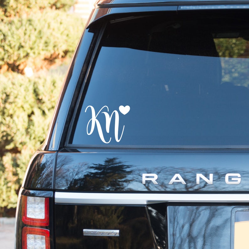 Monogram Car Decal, Car Decals for Women, Car Sticker, Two Initial ...