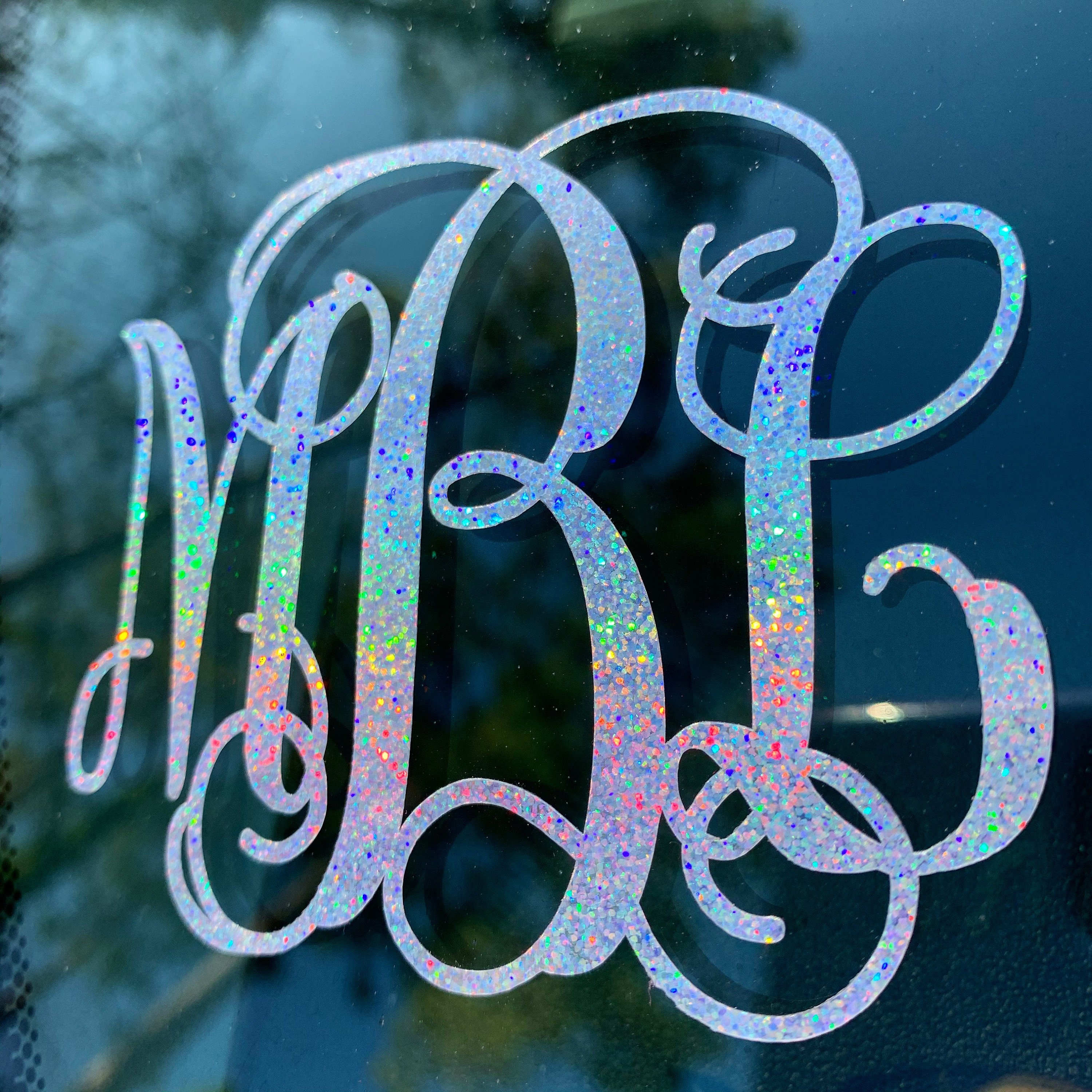 Holographic Monogram, Monogram Decal, Tumbler Decal, Monogram Car Decal ...