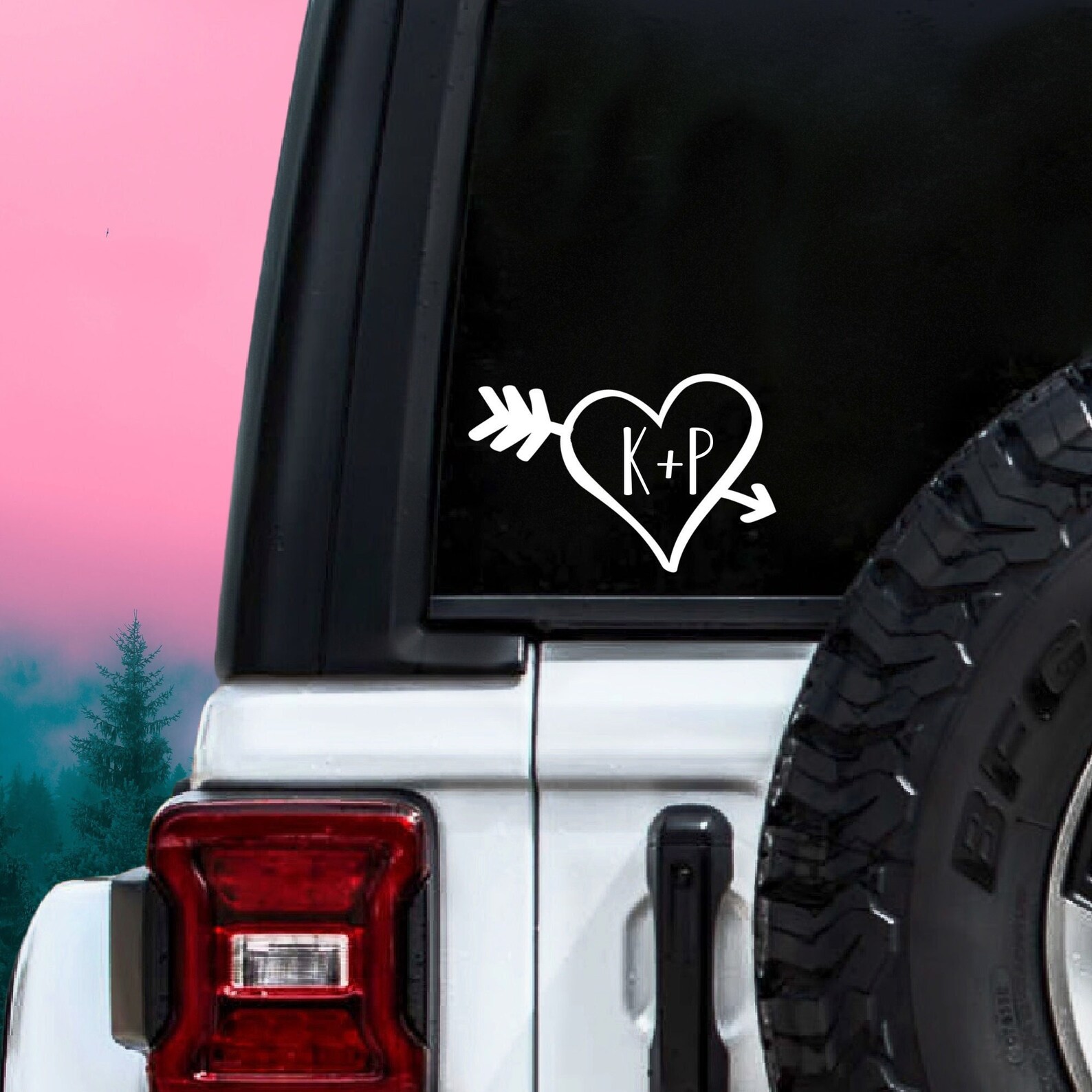 Couples Decal, Wedding Decal, Heart With Arrow Decal, Car Decal, Laptop ...