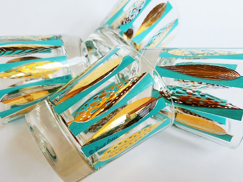 Fred Press Rocks Glasses, Turquoise, Gold - Etsy