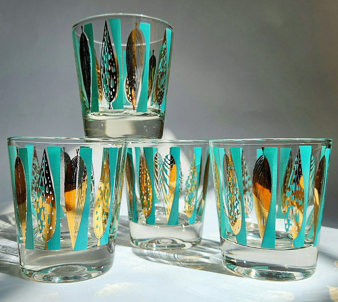 Fred Press Rocks Glasses, Turquoise, Gold - Etsy