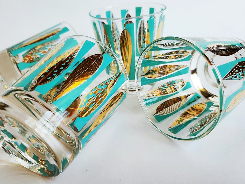 Fred Press Rocks Glasses, Turquoise, Gold - Etsy