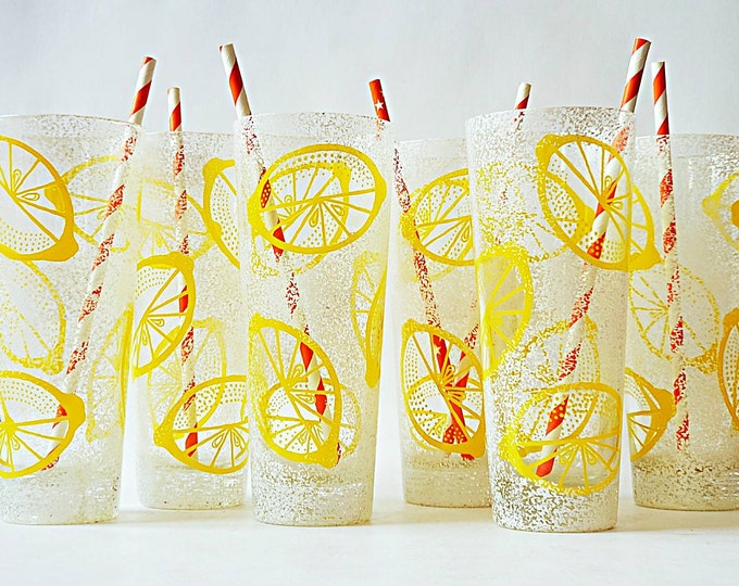 Vintage Glasses, Lemons, Lemonade, Yellow, Cocktail Glass - Etsy