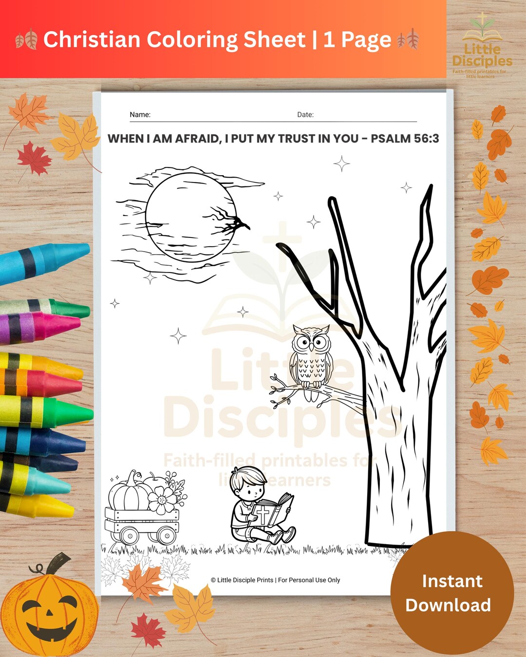 Fall Bible Verse Coloring Page: Christian Thanksgiving Activity (PDF ...