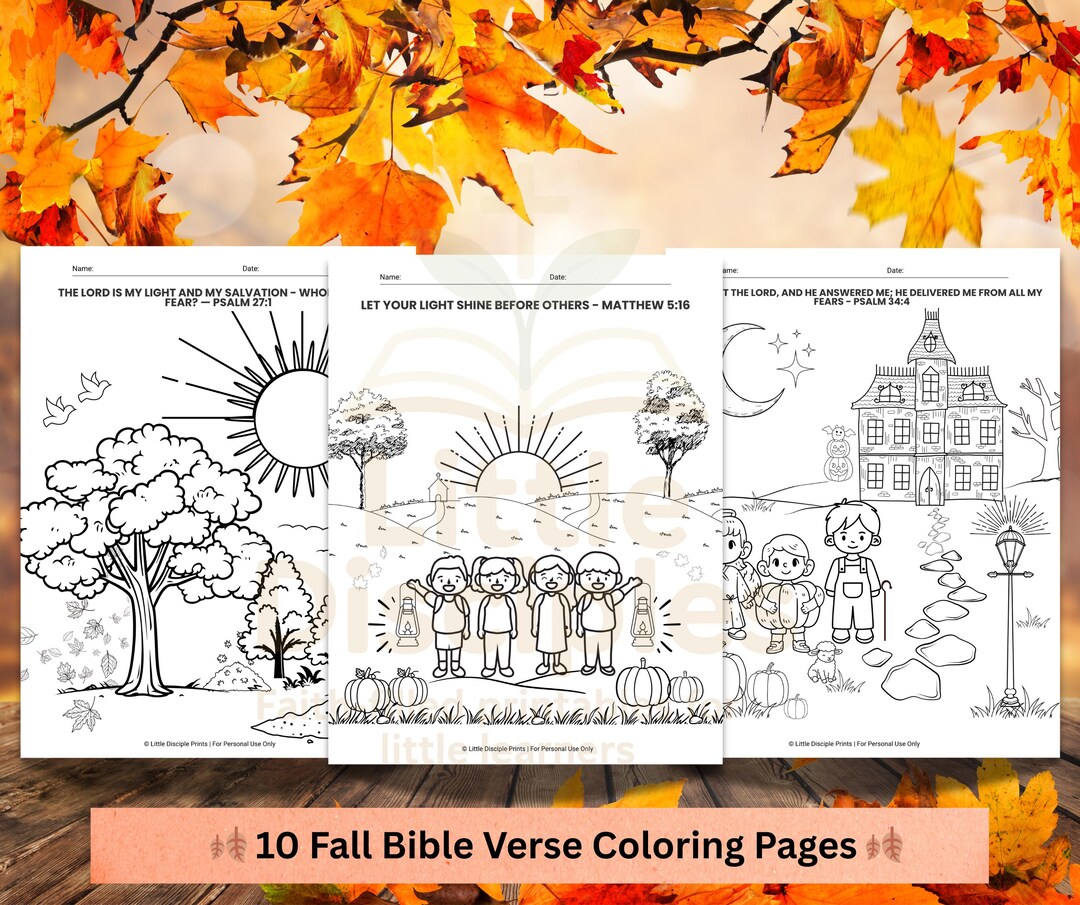 Fall Bible Verse Coloring Pages for Kids: Christian Autumn Activity ...