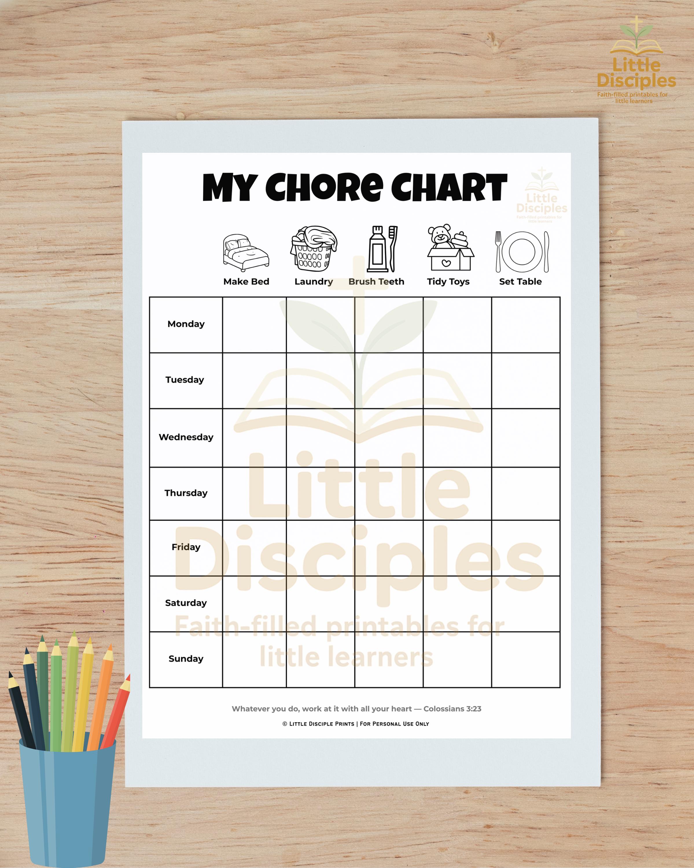 Printable Kids Chore Chart Bundle: Toddler & Weekly Tracker, Ages 3-7 ...