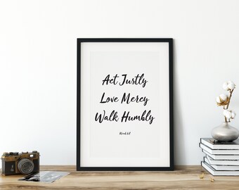 Micah 6:8 Act Justly Love Mercy Walk Humbly Bible Verse Wall - Etsy