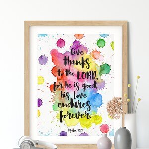 Psalm 107:1 Give Thanks to the Lord Bible Verse Print - Etsy UK